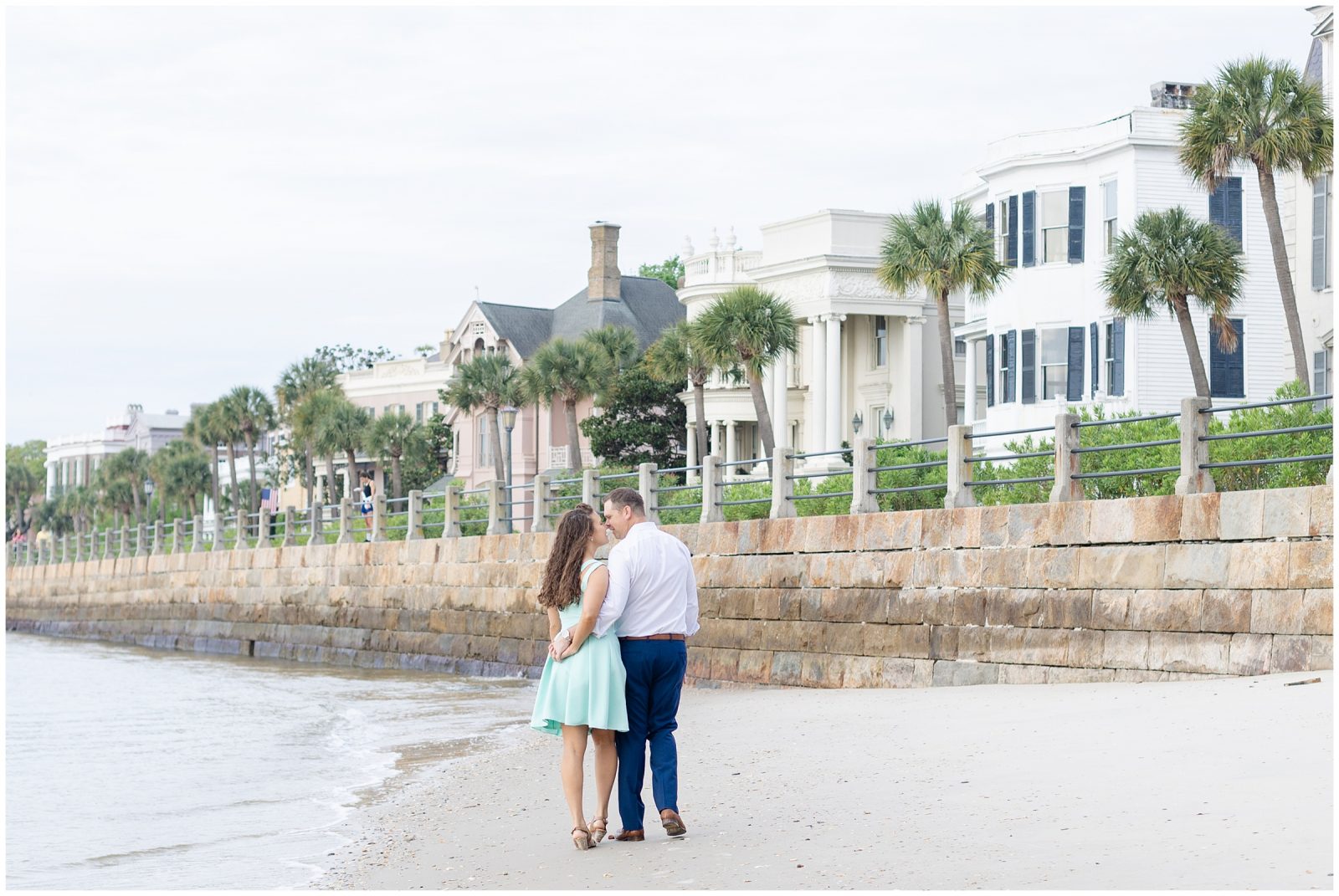 Engagement Photos at Charleston's Battery Beach and Pineapple Fountain ...
